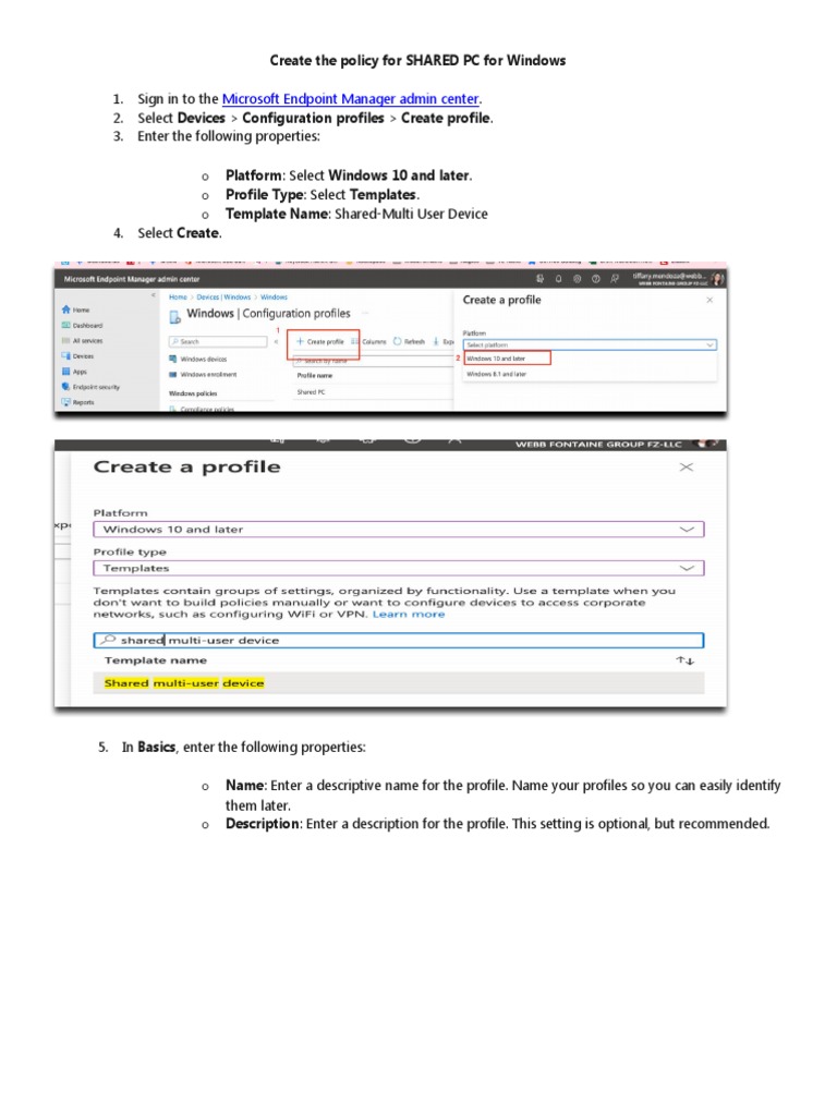 Windows Shared PC Policy Setup Guide | PDF