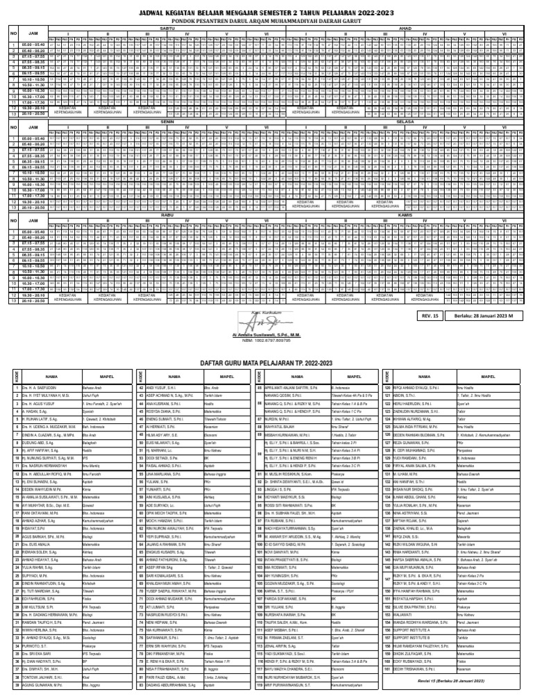 Jadwal KBM 22-23 - Rev. 15 | PDF | Agama-agama Ibrahimiah | Kata dan Frasa Semitik