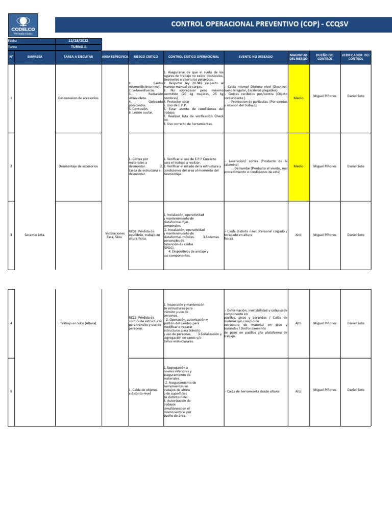Control Operacional Preventivo - Seramin | PDF