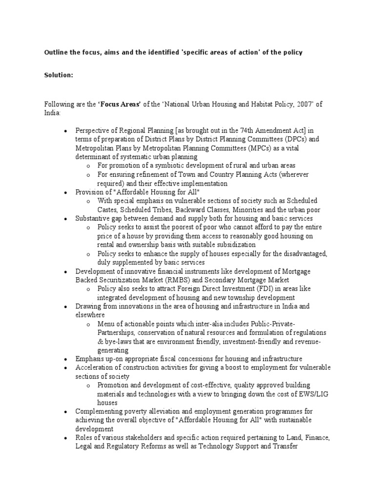 Focus Area Aims of NUHHP 2007 | PDF | Infrastructure | Sustainability