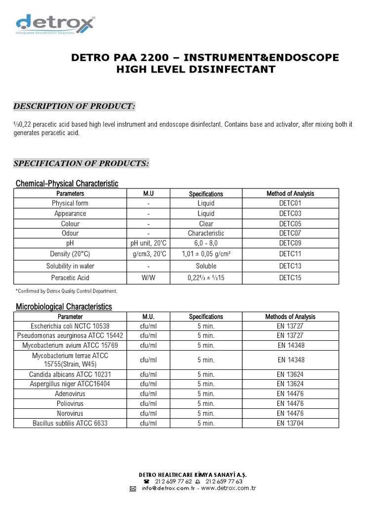 Detro Paa 2200 Tds | Download Free PDF | Chemistry | Microbiology