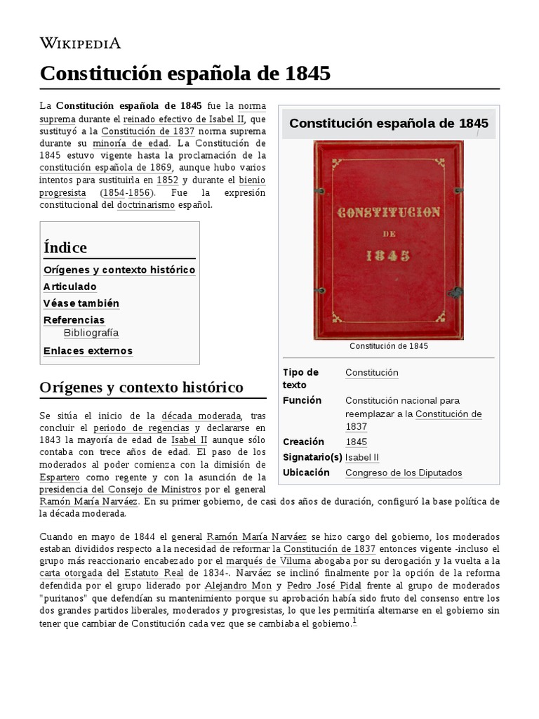 Constitución Española de 1845 | PDF | España | Política de españa