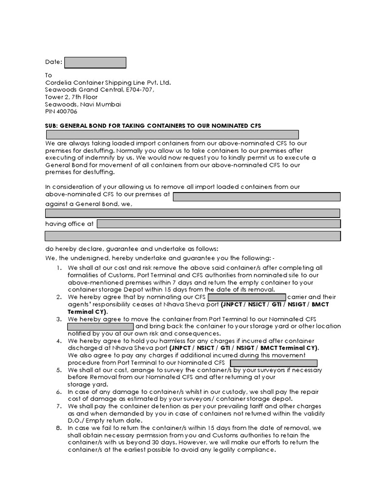 LOI Non-Empanelled CFS Movement by Consignee 20 Sept 2020 | PDF ...