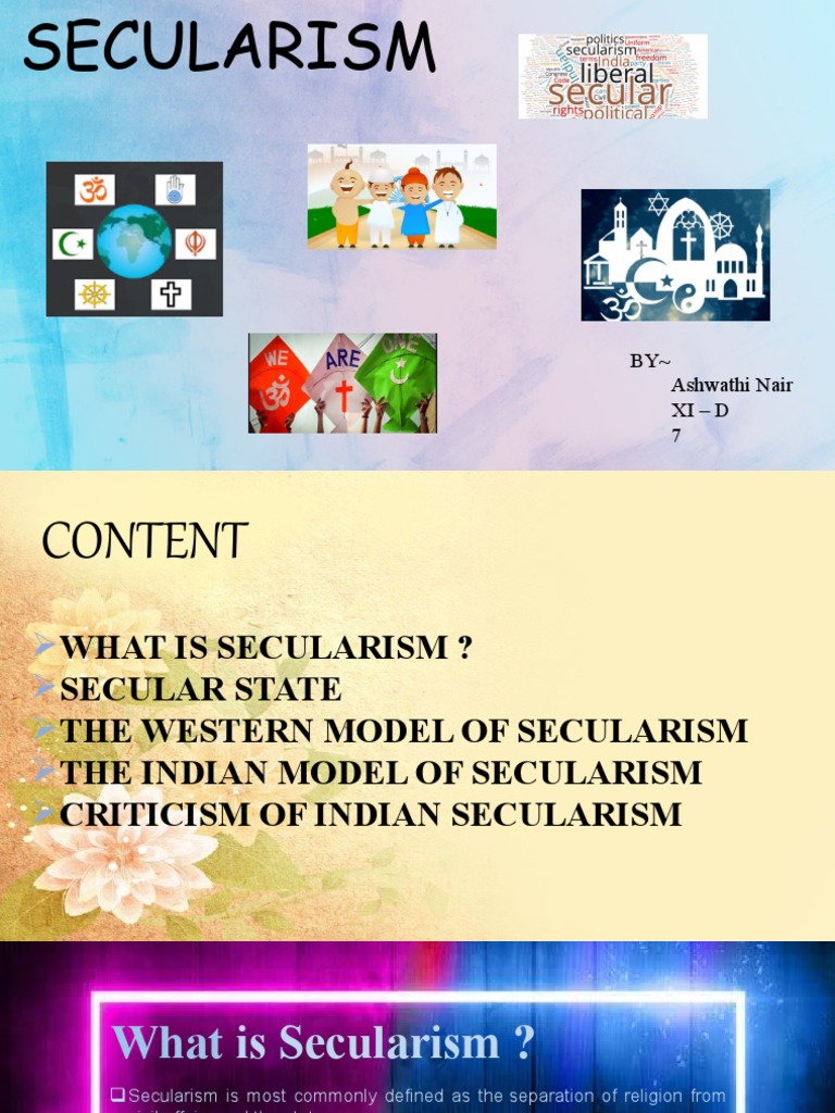 Secularism - Ashwathi Nair XI - D | PDF | Secularism | Interfaith Dialogue