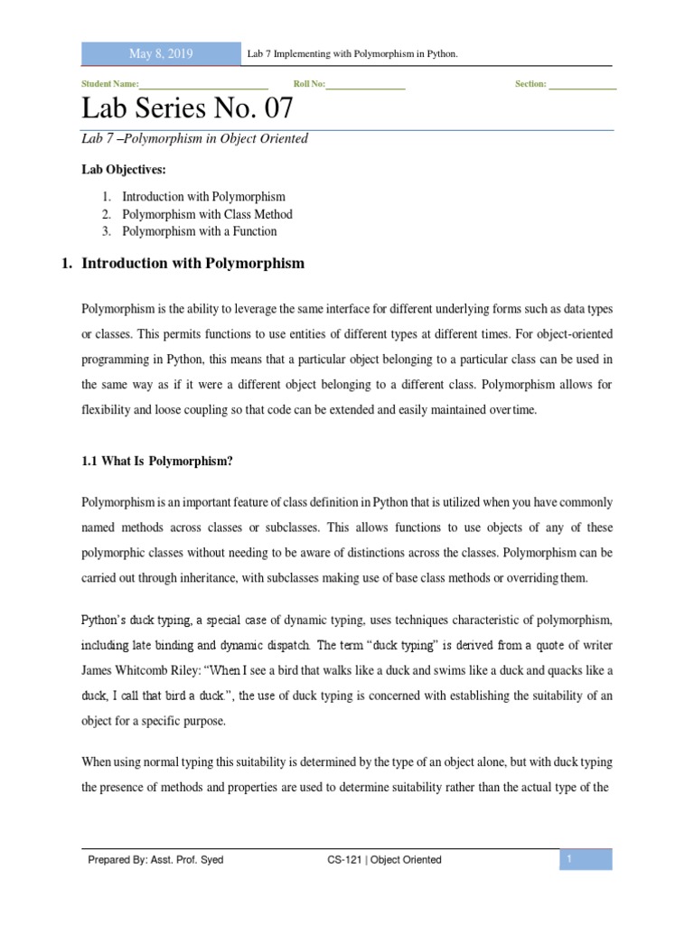 Object Oriented Programming Lab7 Pdf Inheritance Object Oriented 9829
