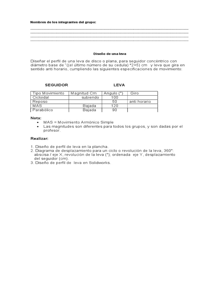 Diseño de Leva para Seguidor Concéntrico | PDF