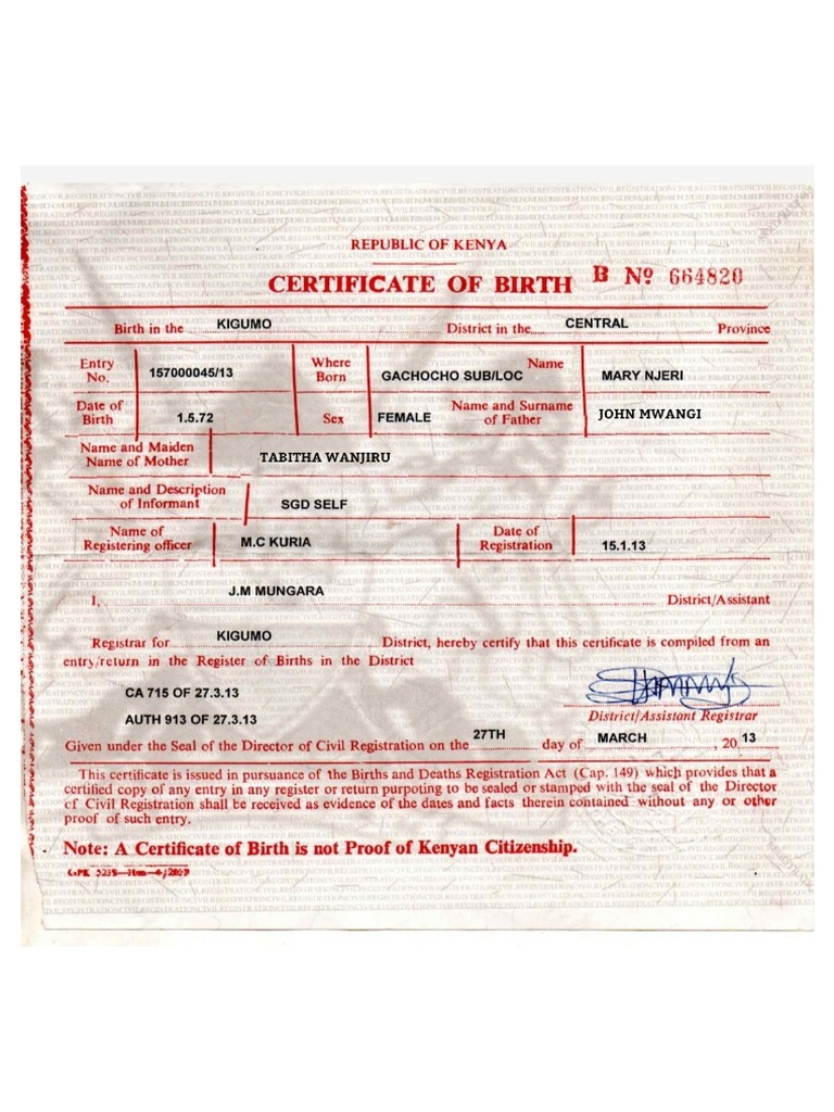 Birth Certificate | PDF