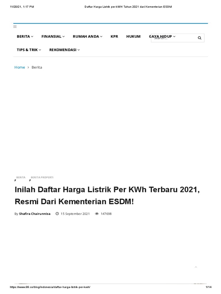 Daftar Harga Listrik Per KWH Tahun 2021 Dari Kementerian ESDM | PDF Daftar Harga Listrik Per KWH Tahun 2021 Dari Kementerian ESDM | PDF