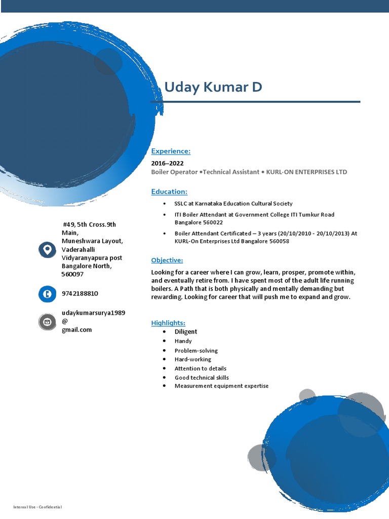 Uday Resume - 1 | PDF | Boiler | Valve