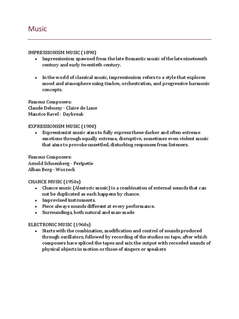 Impressionism Expressionism Chance Electronic Music Pdf