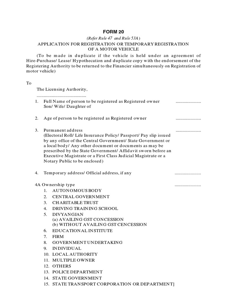Form 20 | PDF | Semi Trailer Truck | Vehicles