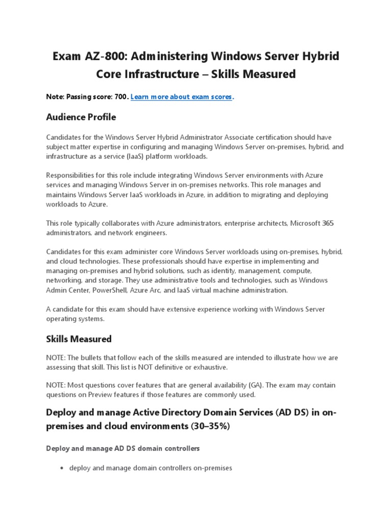 Exam Az 800 Administering Windows Server Hybrid Core Infrastructure ...