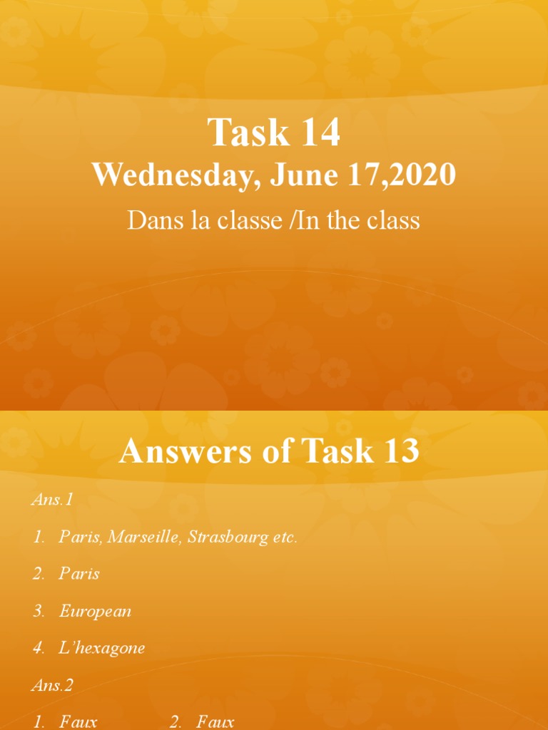 French Class 6 Task 14 | PDF