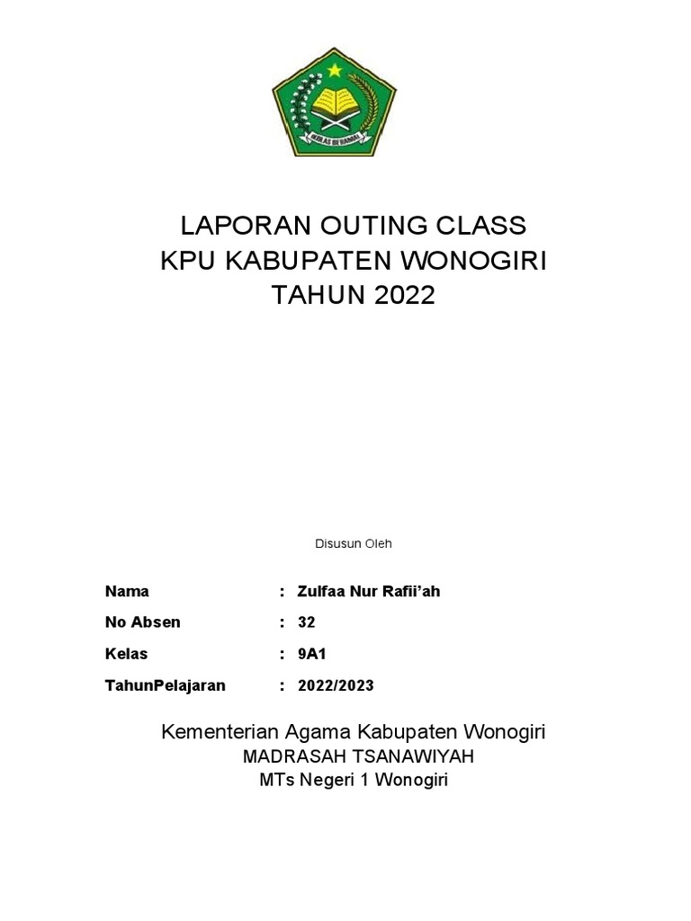 Laporan Outing Class Zulfaa Nur Rafii'ah 9a1 | PDF