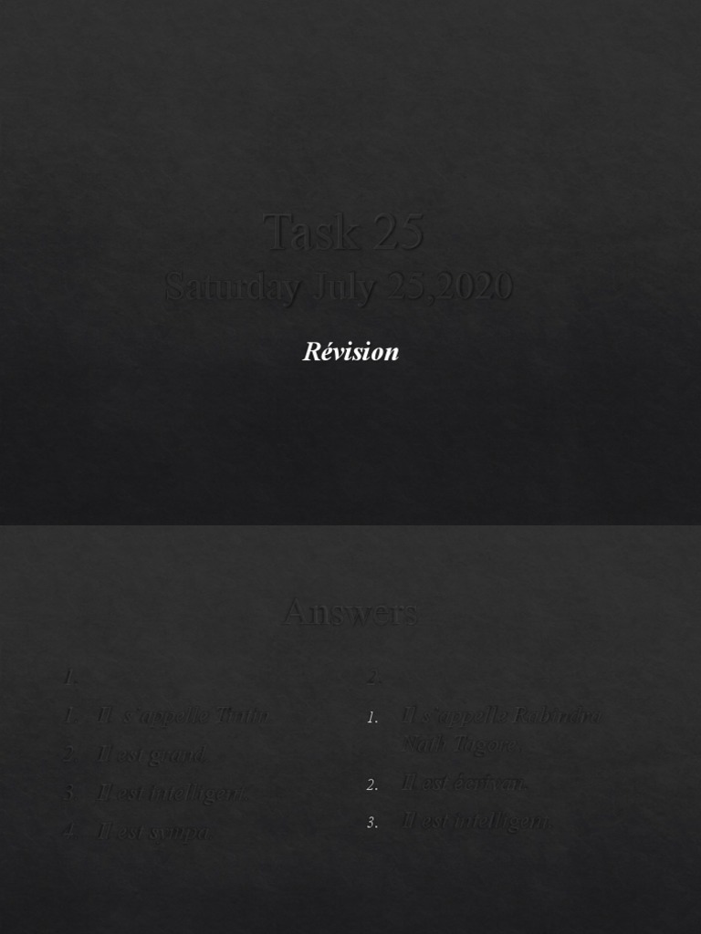 French Class 6 Task 25 | PDF