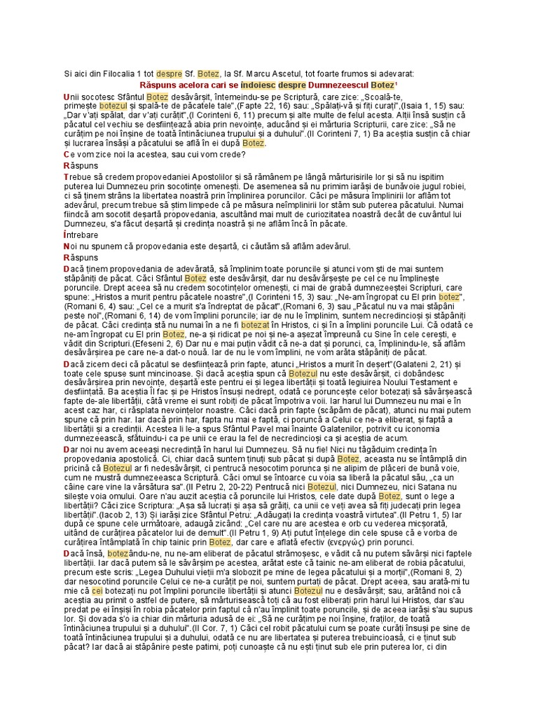 Sf. Marcu Ascetul - Sf. Botez | PDF