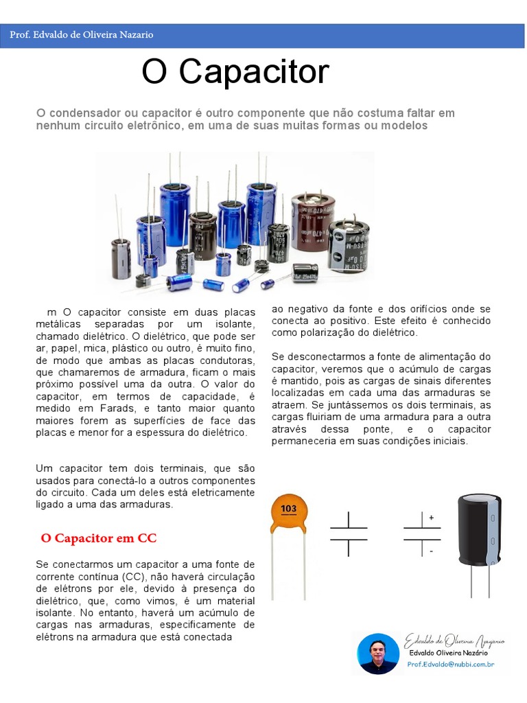 Resumo 1 - Capacitores | PDF | Capacitor | Carga elétrica