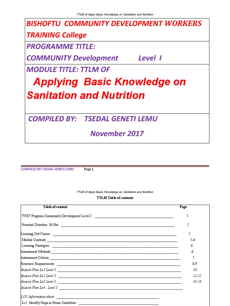 Applying Basic Knowledge On Sanitation and Nutrition | PDF | Sanitation