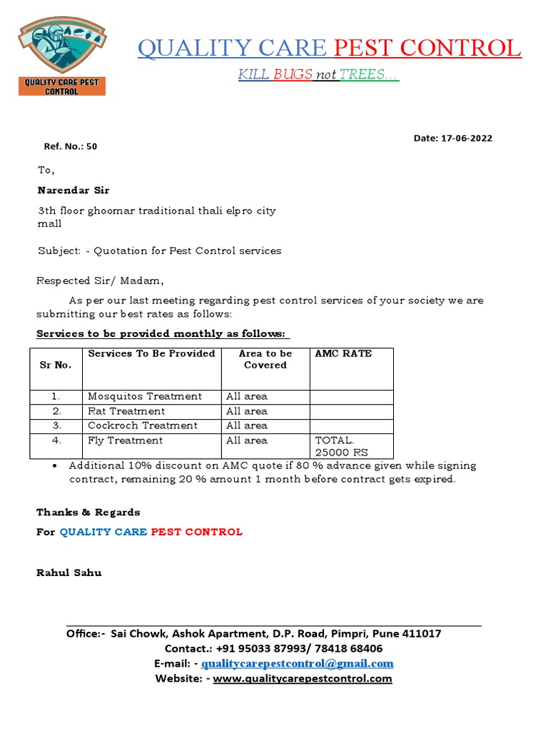 Quality Care Quotation Format | PDF