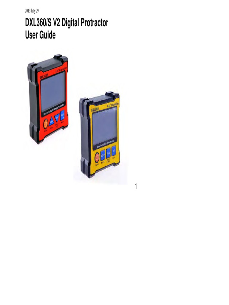 Digital Protractor User Guide | PDF | Battery Charger | Rotation