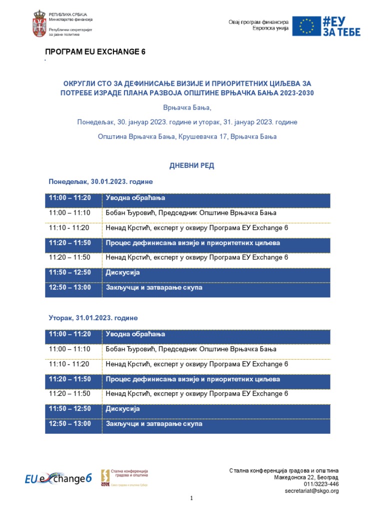 2023-01-25 Agenda Za Okrugli Sto | PDF