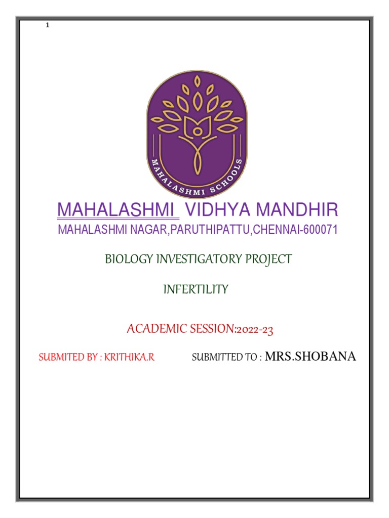 Class 12 Biology Project on Infertility | PDF | Infertility | In Vitro ...
