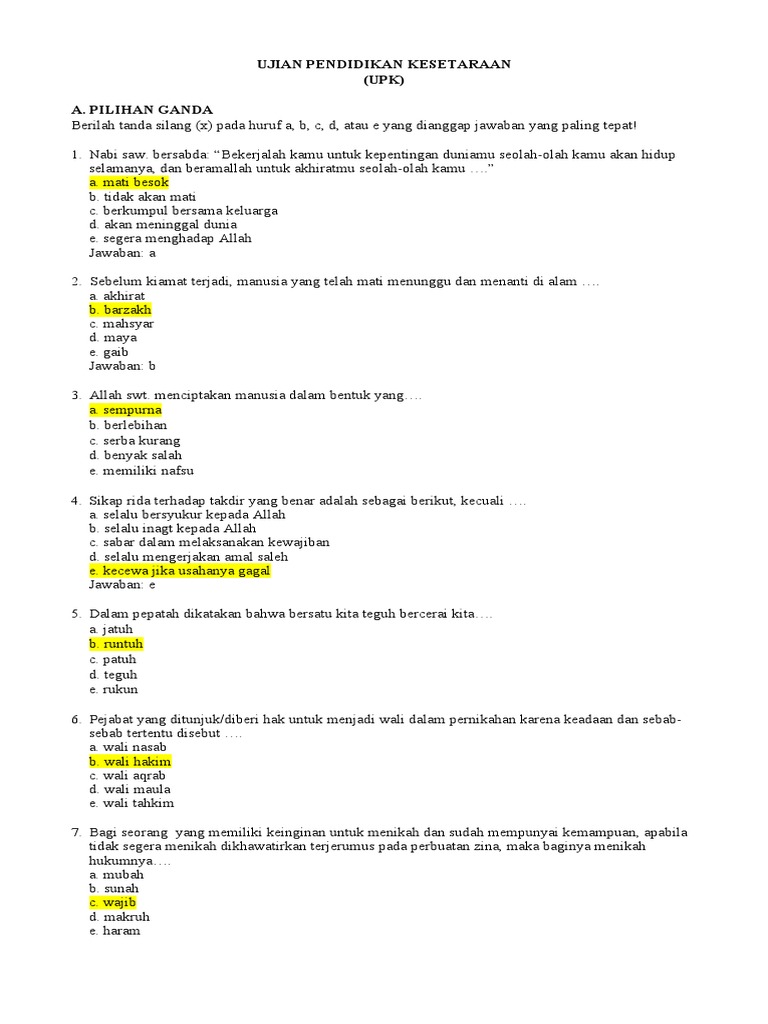 Soal Upk | PDF | Agama & Spiritualitas