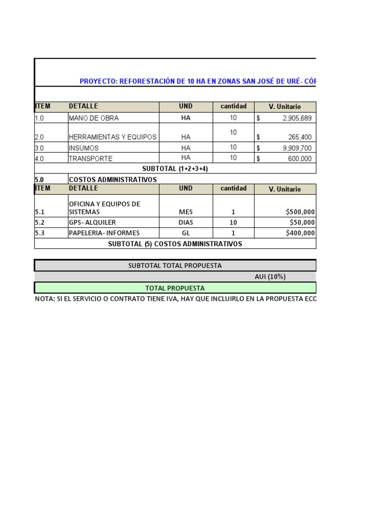 Cálculo APUS Ejemplo | PDF
