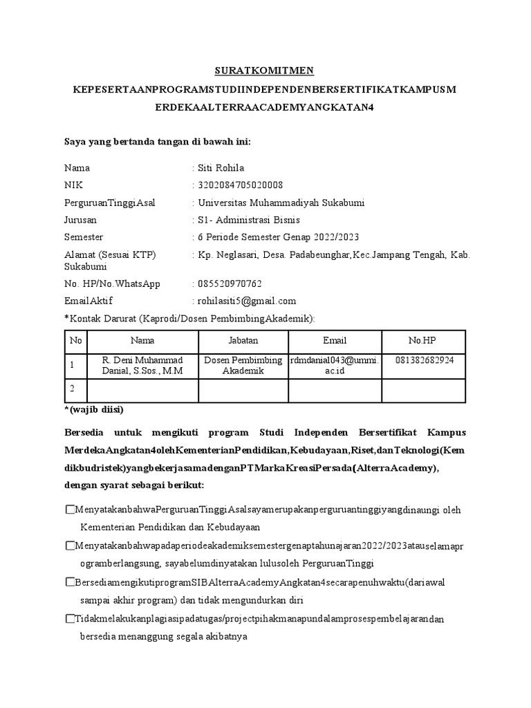 Template - Commitment Letter | PDF