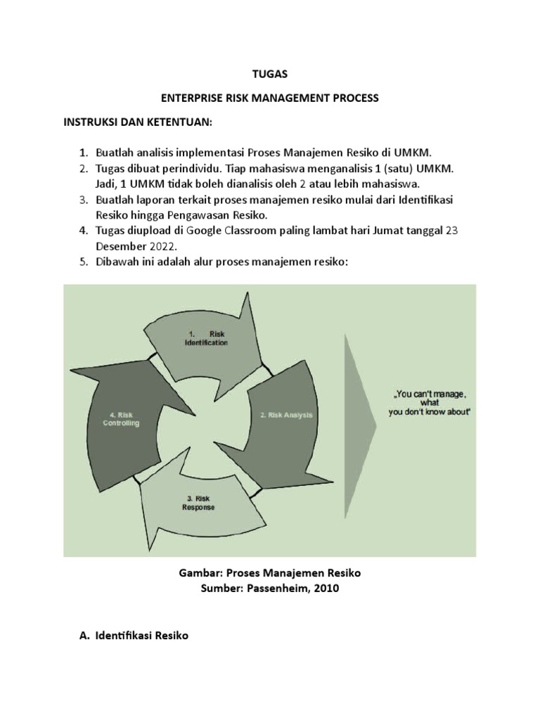 10 Tugas Enterprise Risk Management Processdocx 1671411930 | PDF