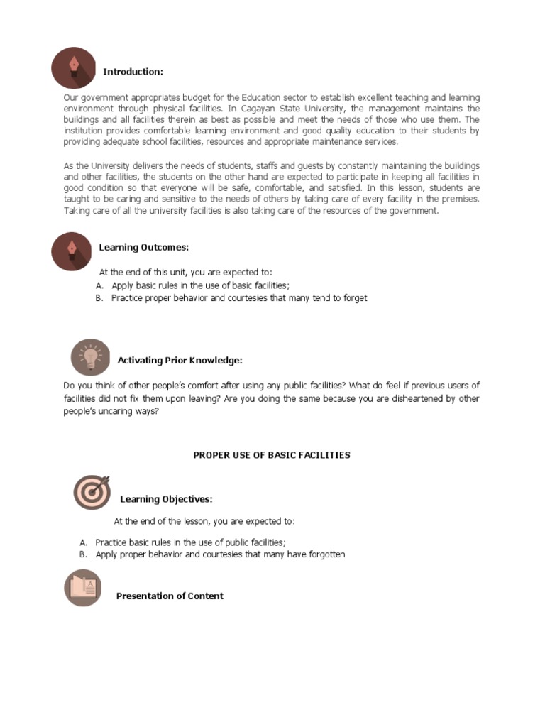 Topic 6 Proper Use of Basic Facilities | PDF | Telephone | Escalator