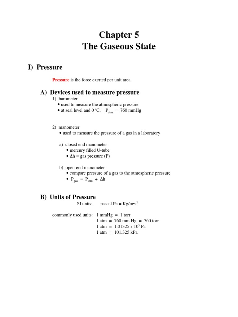 Silo - Tips - Chapter 5 The Gaseous State | PDF | Gases | Pressure