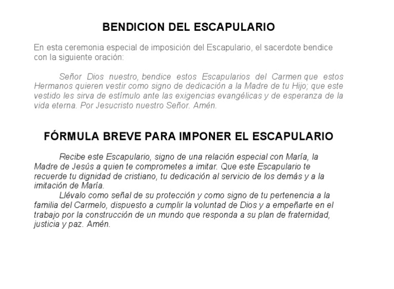 Bendicion e Imposicion Del Escapulario | PDF