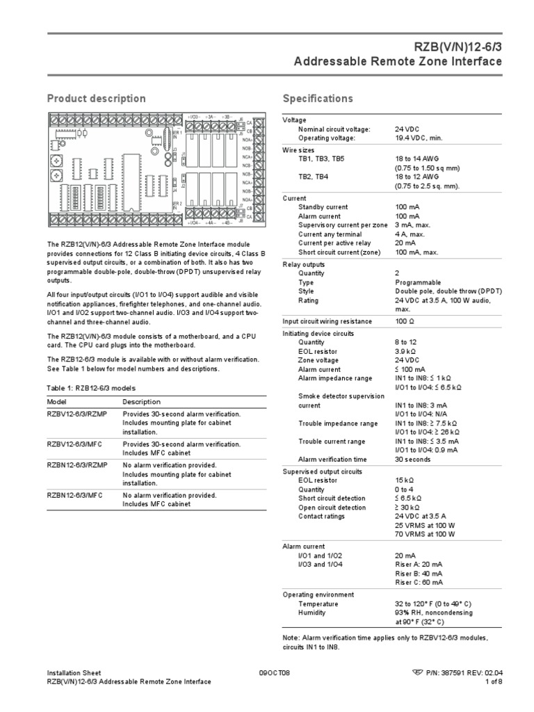 RZB12-6-3 Remote Zone Interface Installation Sheet | PDF | Switch ...