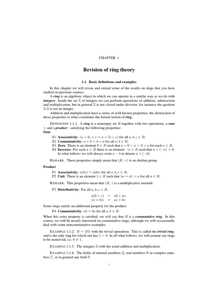 3201 Chapter1 | PDF | Ring (Mathematics) | Mathematics