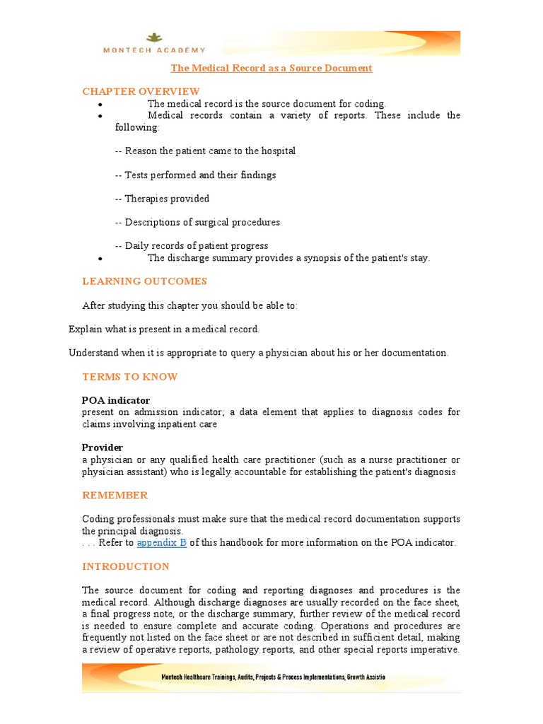 Medical Record as Coding Source Document | PDF | Medical Diagnosis ...