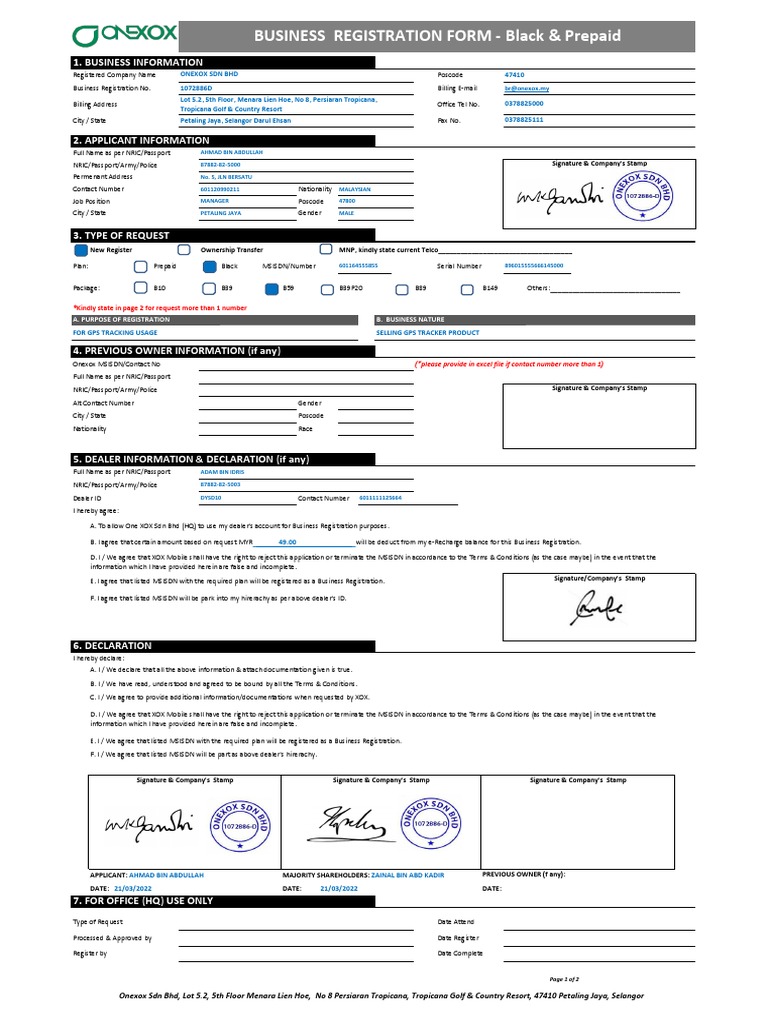 Sample Application Form (Contoh Borang Permohonan) | PDF | Justice ...