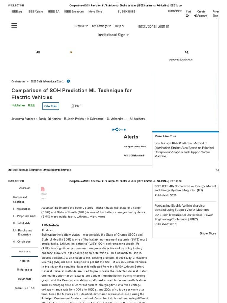 Comparison of SOH Prediction ML Technique For Electric Vehicles - IEEE Conference Publication ...