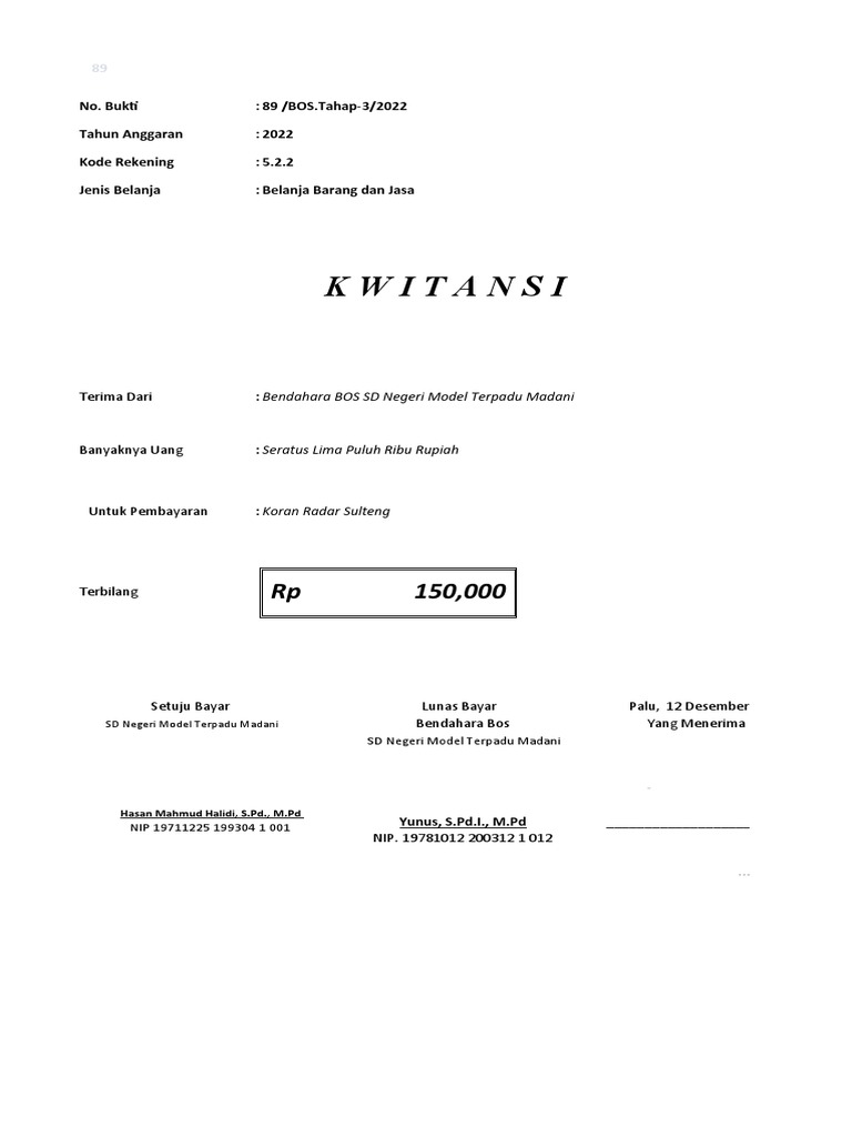 Kwitansi Koran | PDF