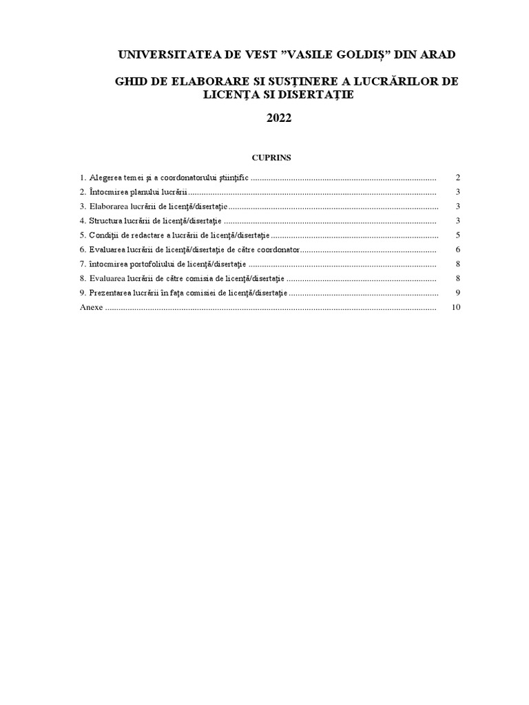 Ghid Intocmire Lucrari de Licenta 2022 | PDF
