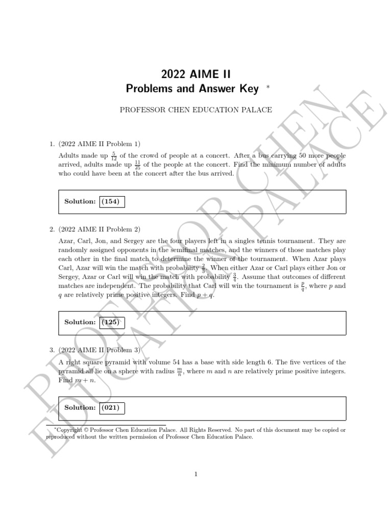2022 Aime II | PDF | Triangle | Circle
