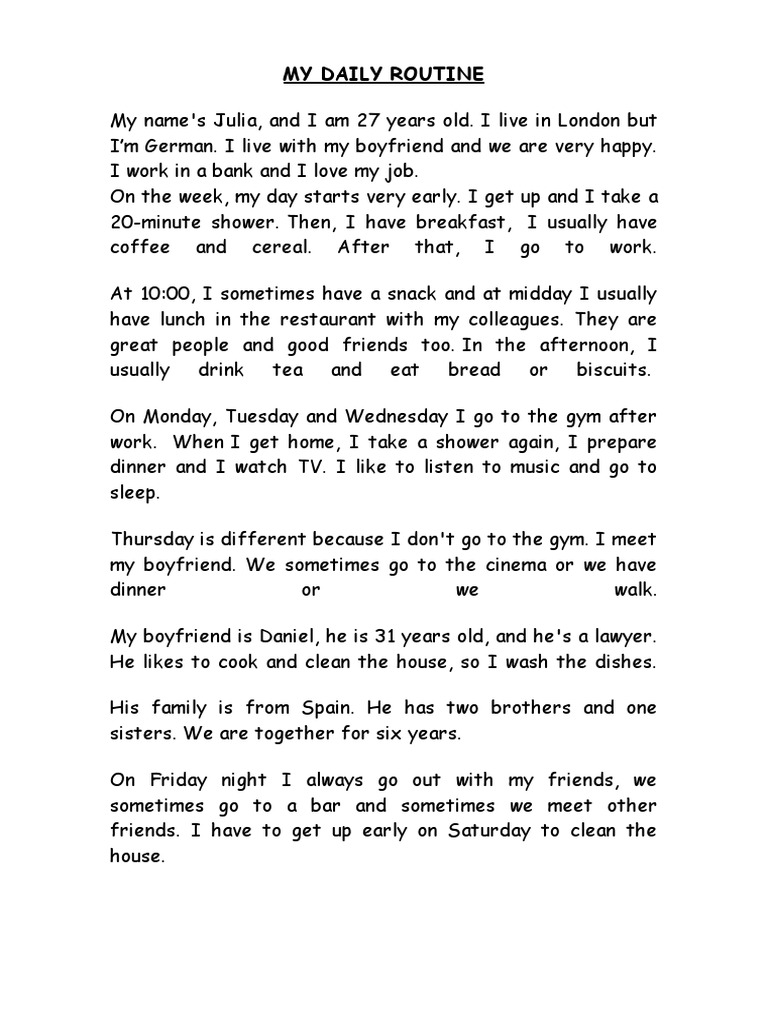 My Daily Routine | PDF