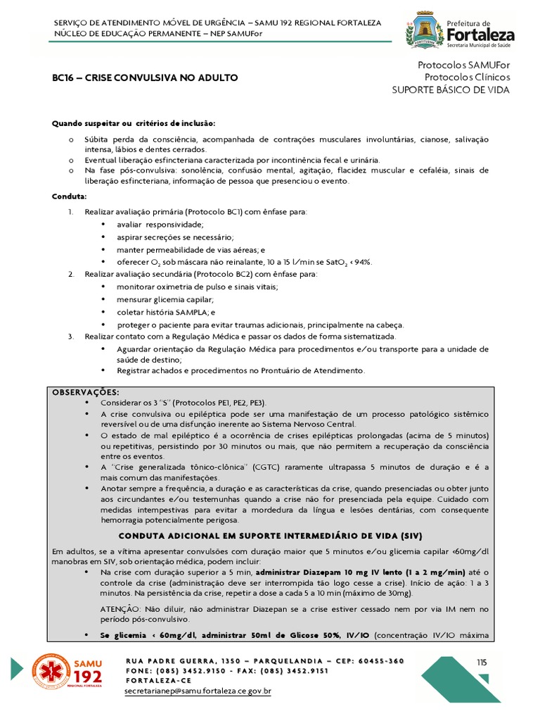 BC16 Crise Convulsiva Adulto | PDF | Epilepsia | Medicina Clínica