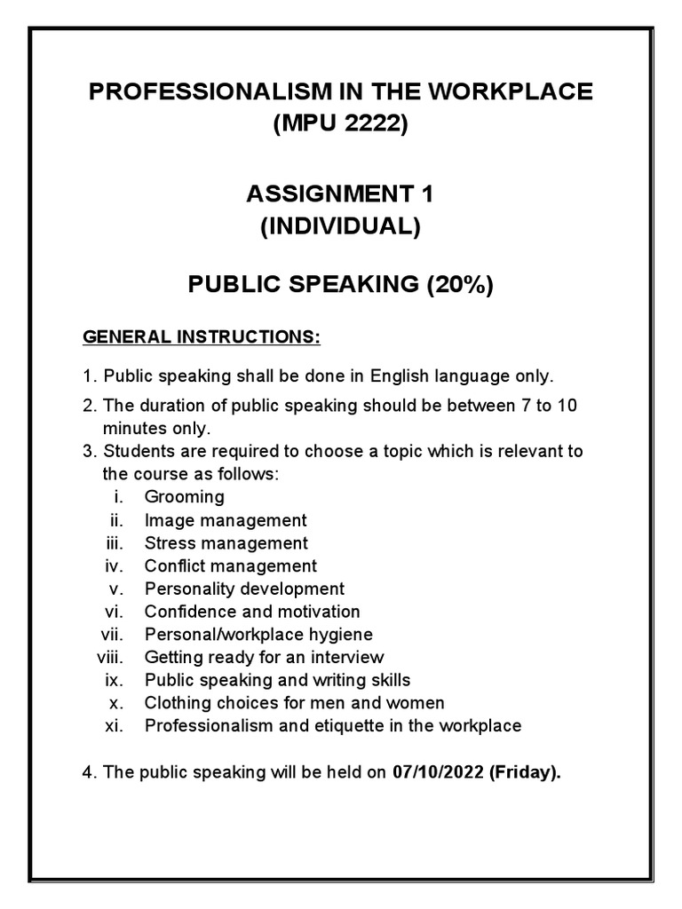 0622-Public Speaking Assignment | PDF