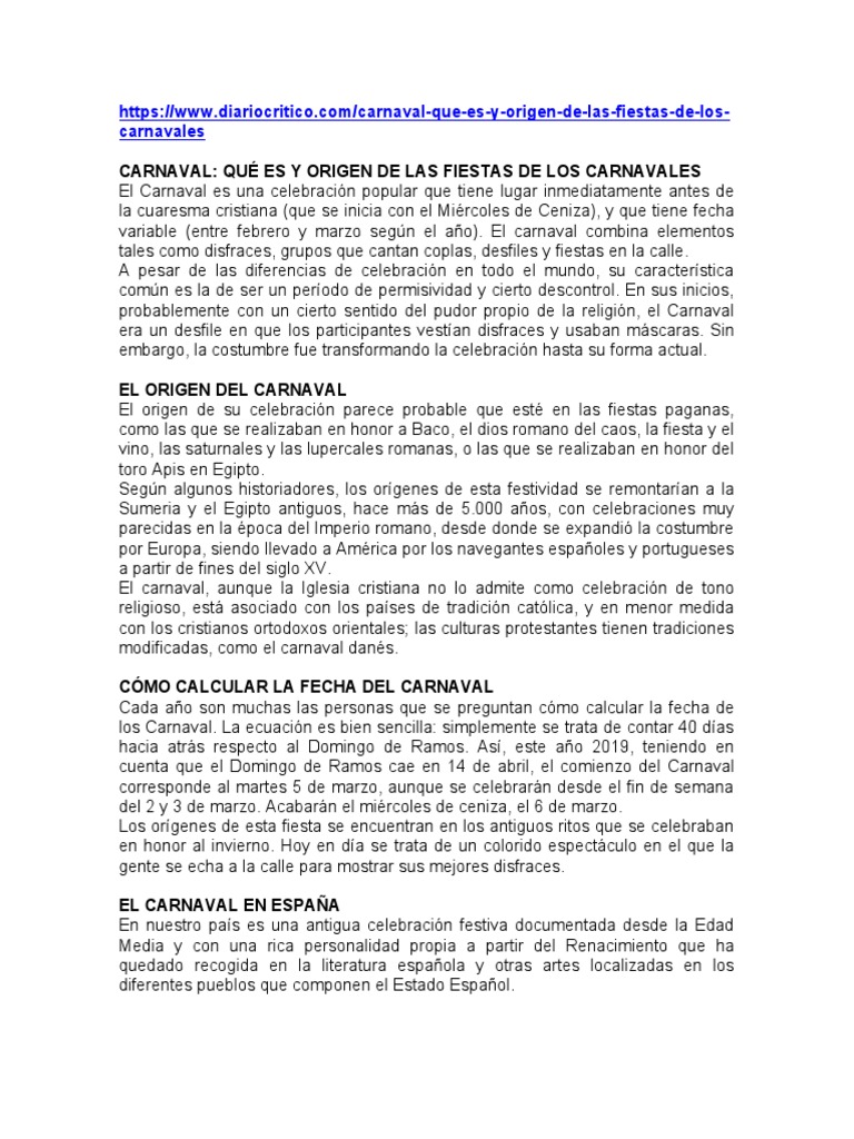 El Carnaval | PDF | Carnaval