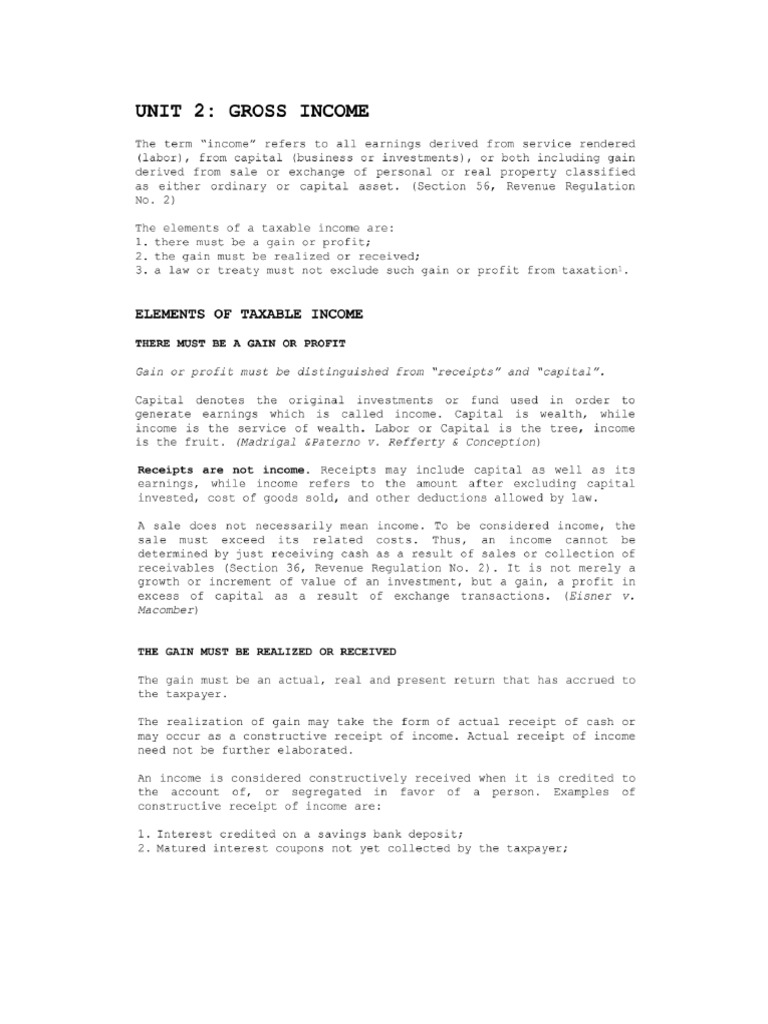 Unit 2 Gross Income | PDF