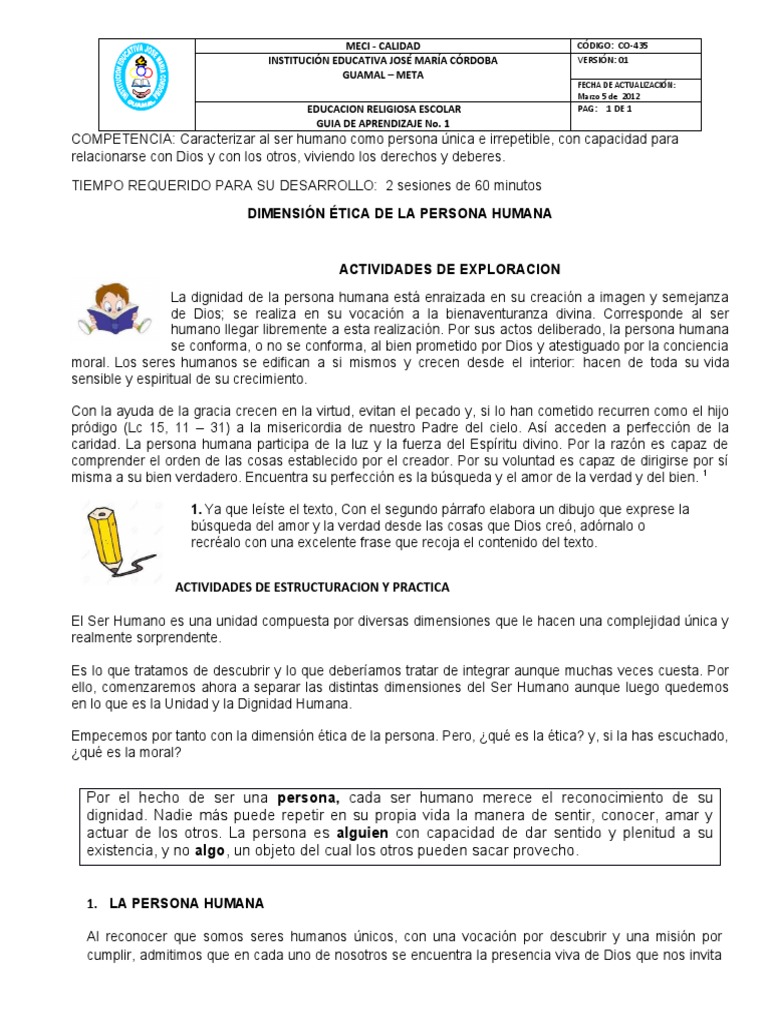 Dimensión Ética de La Persona Humana 9° | PDF | Moralidad | Amor