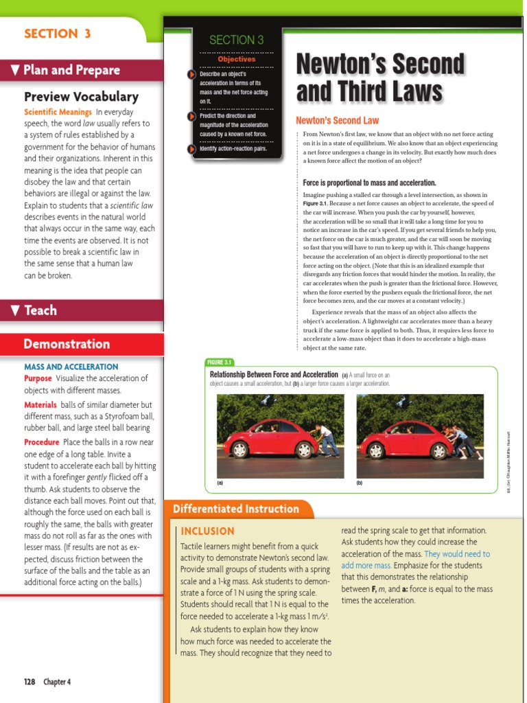3 3 Newtons Second and Third Laws | PDF | Force | Newton's Laws Of Motion