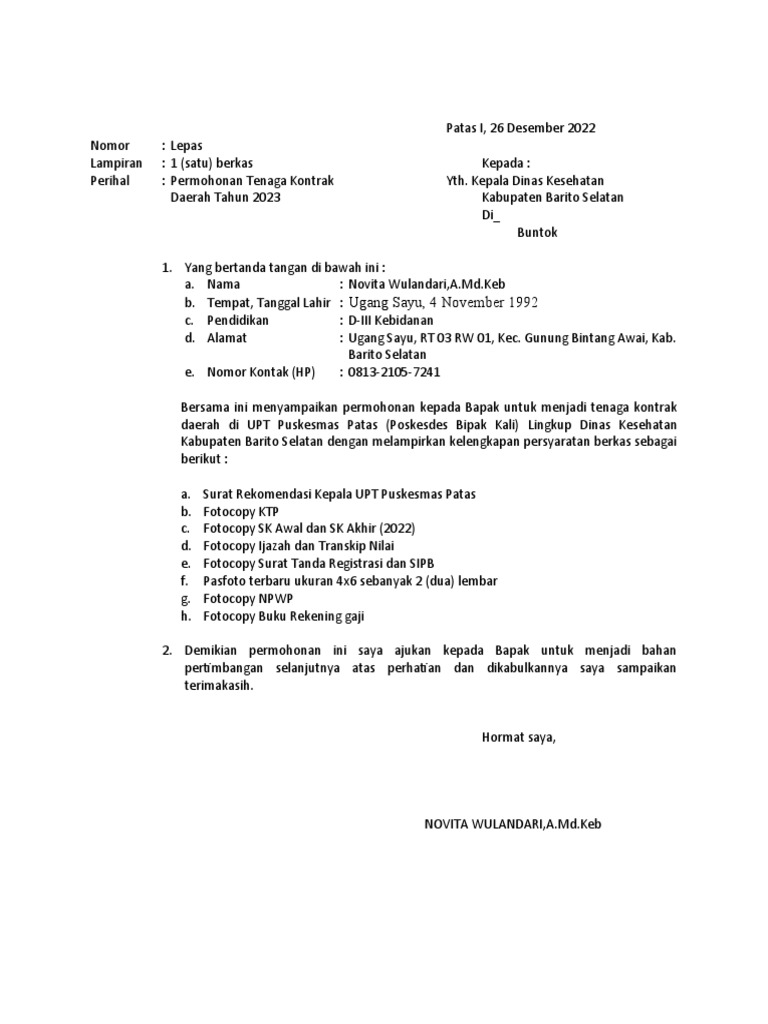 Surat Permohonan Novi | PDF Surat Permohonan Novi | PDF