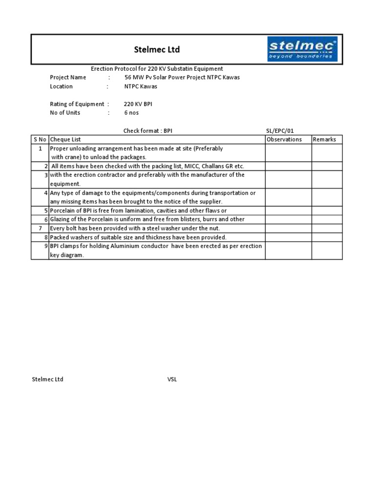 FQP Erecdtion | PDF | Electrical Substation | Insulator (Electricity)
